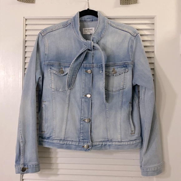 Frame Denim | Jackets & Coats | Frame Denim Jacket Tie Collar Fitted ...